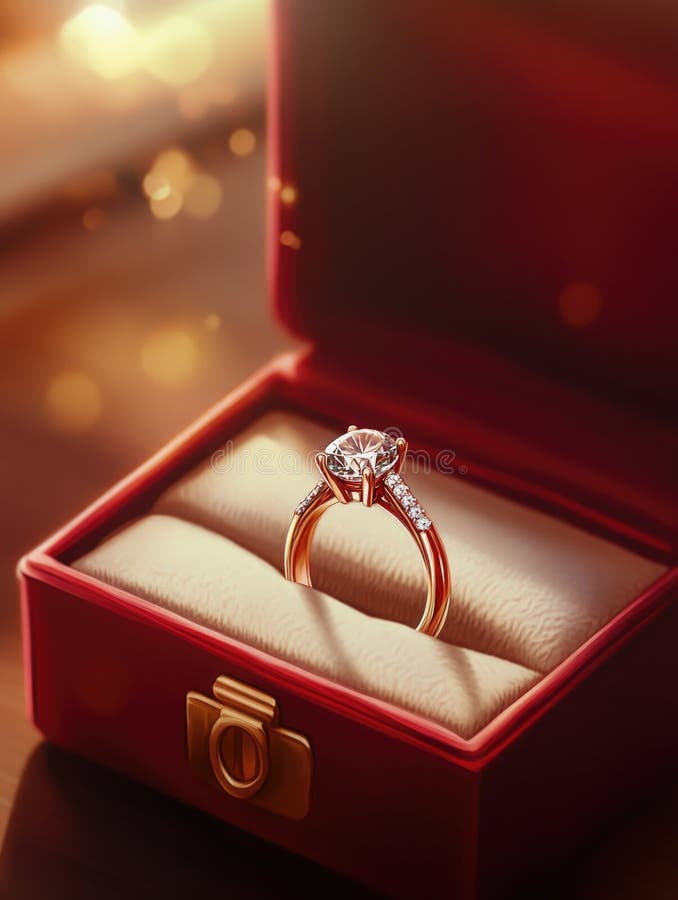 Luxurious Engagement Ring in a Gift Box Stock Photo - Image of jewelry ...
