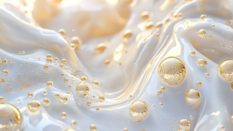 Luxurious Essence Gel Background with Golden Bubbles Stock Photo ...