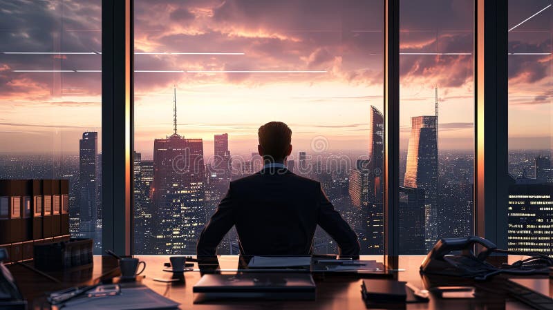 Luxurious Executive Office stock illustration. Illustration of view ...