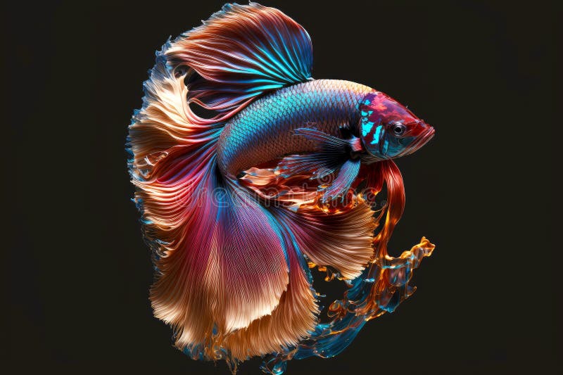 Luxurious Exotic Betta Fish with Multi-colored Shiny Scales Stock ...