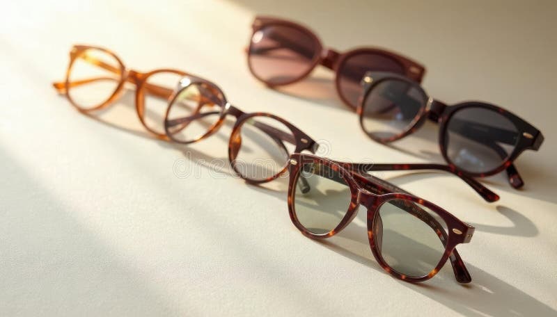 Luxurious Eyewear Collection; Frames Crafted from Exotic Materials, Neutral Backdrop ...