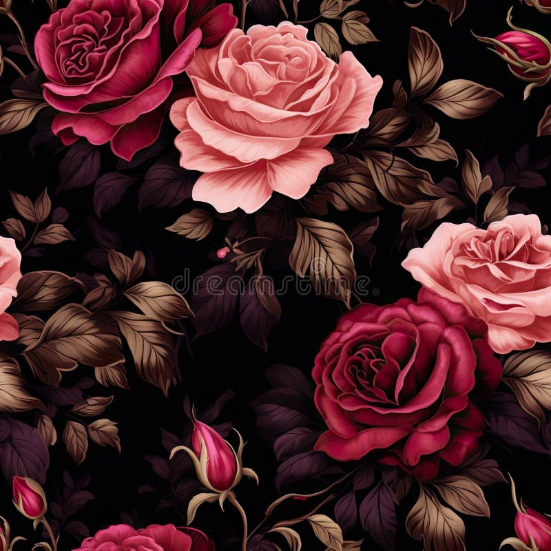 A Luxurious Fabric with a Rich Rose Pattern, Exuding Elegance and ...