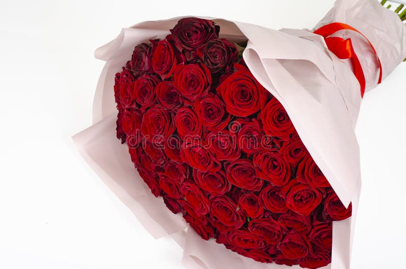 Luxurious Festive Bouquet of Red Fresh Roses. Studio Photo Stock Image ...