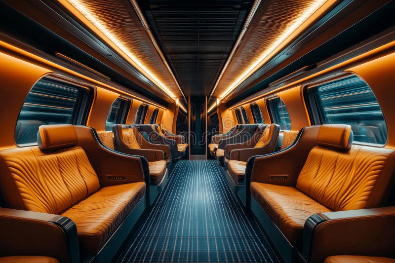 Luxurious First-class Train Compartment Showcasing Elegant Leather ...