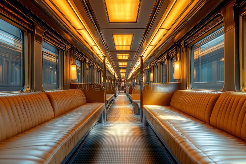 Luxurious First-class Train Compartment Showcasing Elegant Leather ...