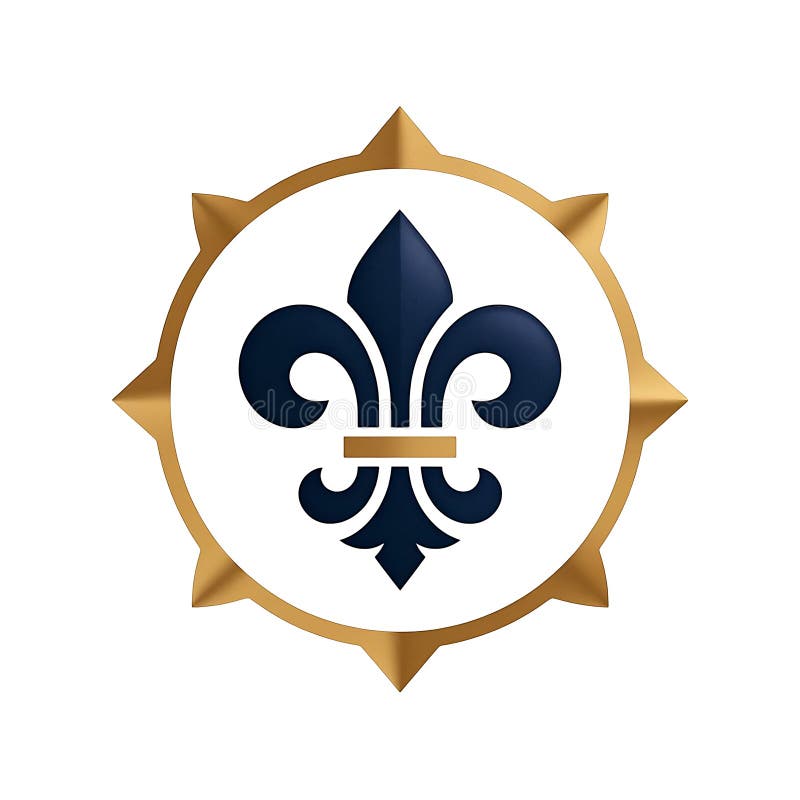Luxurious Fleur-de-lis Logo with Gold and Elegant Blue Accents Stock ...