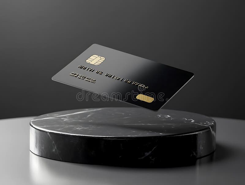 Luxurious Floating Black Credit Card on Modern Podium Stock Photo ...