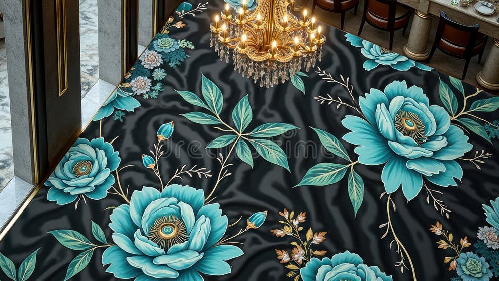 Luxurious Floral Pattern Carpet in Elegantly Designed Interior with ...