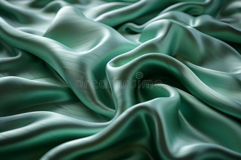 Folds of Emerald Silk Fabric, Smooth Wave-like Pattern. Abstract ...