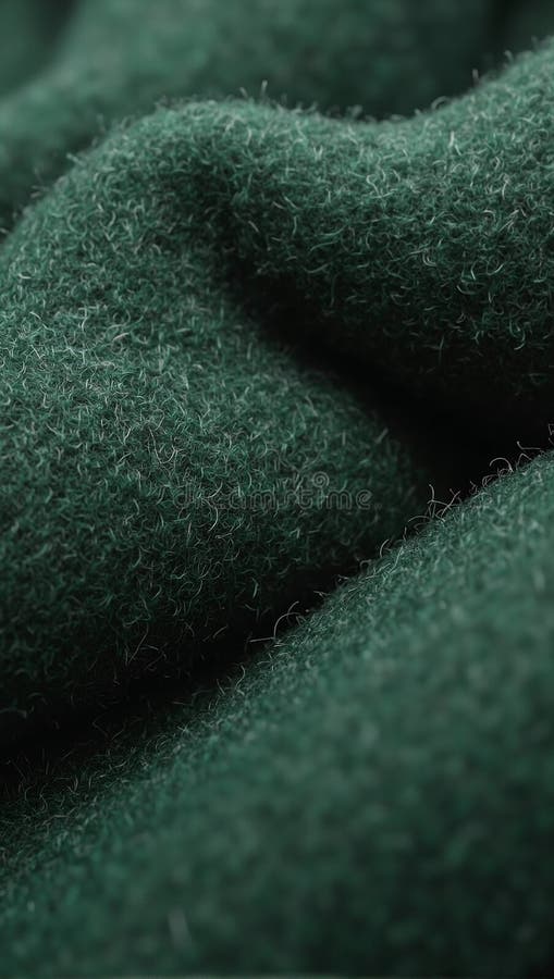 Luxurious Forest Green Wool Felt with Dense Fuzzy Texture Stock ...