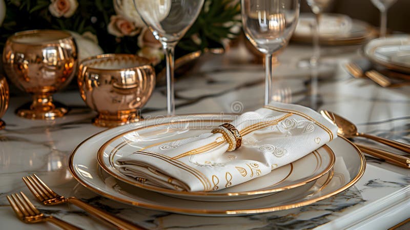 Luxurious Formal Dining Table Setting with Elegant Tableware Glassware ...