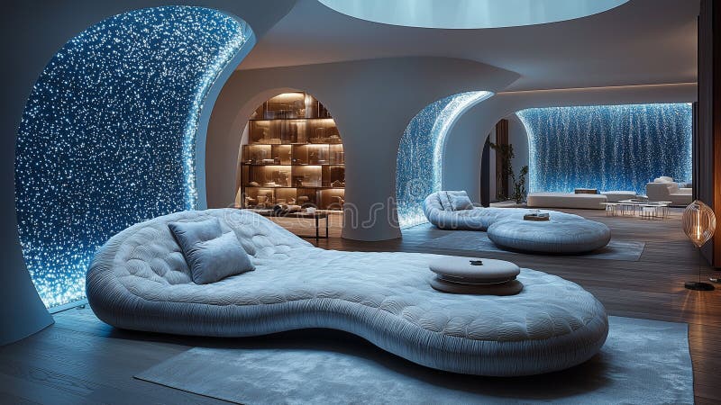 Kinetic Wave-inspired Modular Sofa in Futuristic Lounge Stock ...
