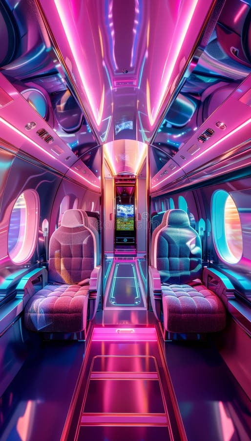 Luxurious Futuristic Private Jet Cabin Showcasing Opulent Design and ...
