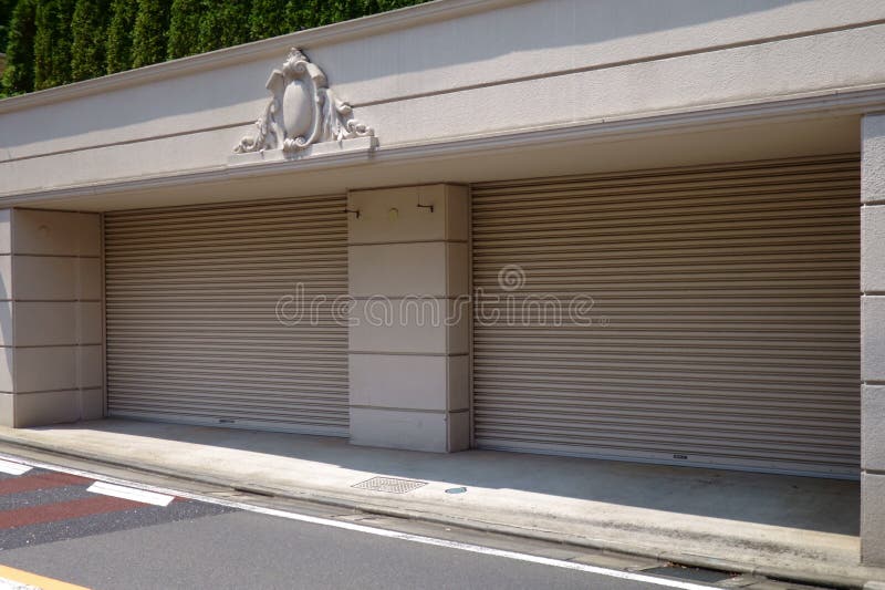 Luxurious garage gate stock photo. Image of white, mansion - 209700826