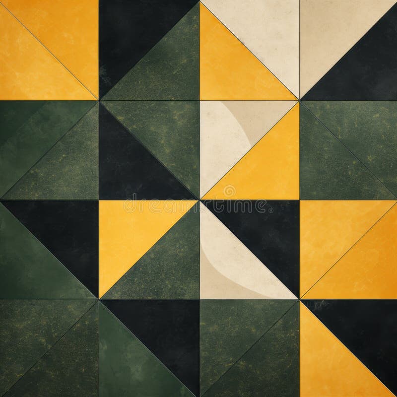 Luxurious Geometry: Green, Yellow, and Black Mosaic Tile Pattern Stock ...