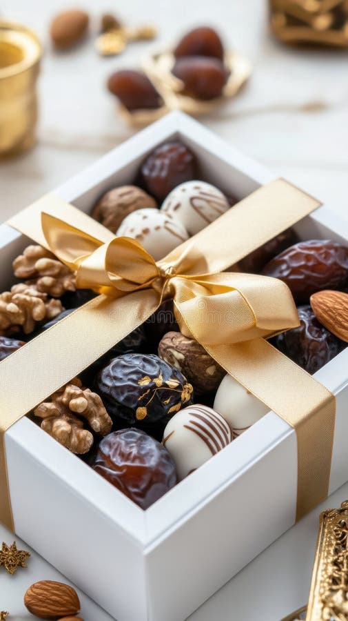 Luxurious Gift Box with Assorted Chocolates, Nuts, and Dates for ...
