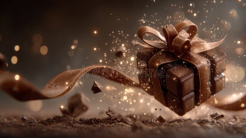 Luxurious Gift Box with Chocolates Surrounded by Sparkling Glitter and ...