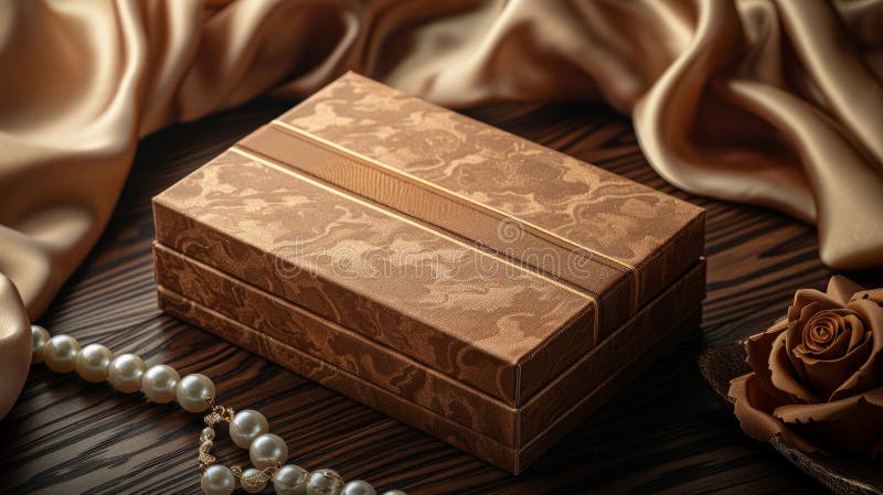 A Luxurious Gift Box with Pearls and a Rose Stock Image - Image of ...