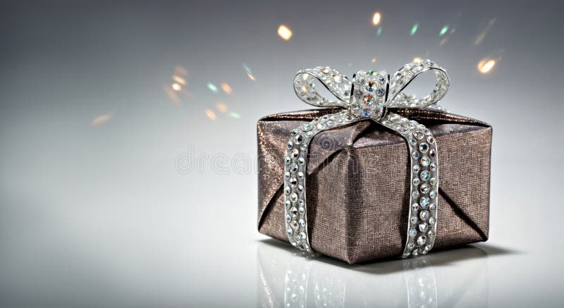 Luxurious Gift Box with Sparkling Ribbon on Shiny Surface Stock ...
