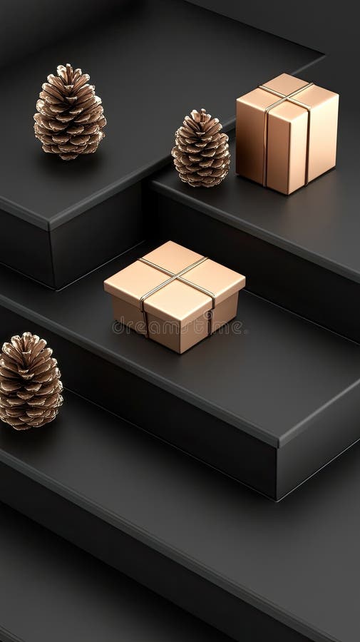 Luxurious Gift Boxes Displayed on Minimalist Pedestals, Accented with ...