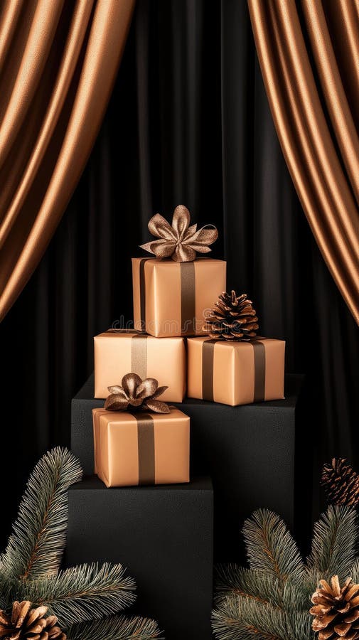 Luxurious Gift Boxes Displayed on Minimalist Pedestals, Accented with ...