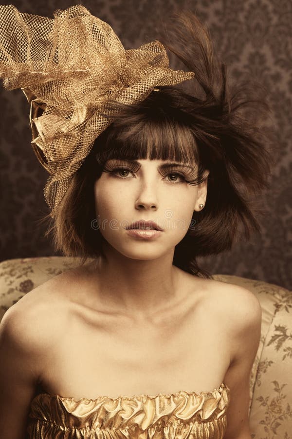 Luxurious Glamorous Models in Gold Stock Image - Image of fashion, girl ...