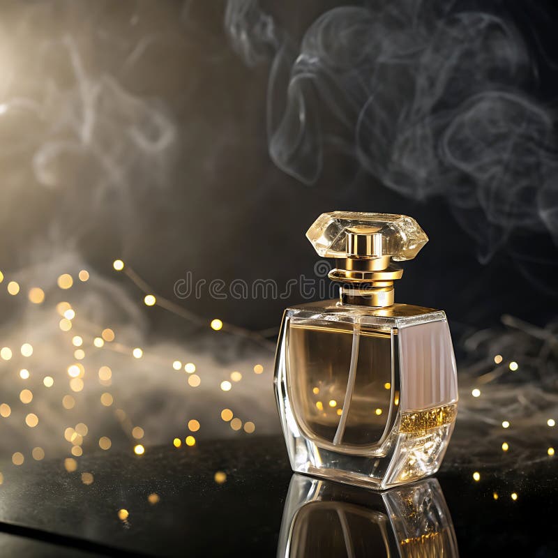 Luxurious Glass Perfume Bottle with Golden Cap Design Stock ...