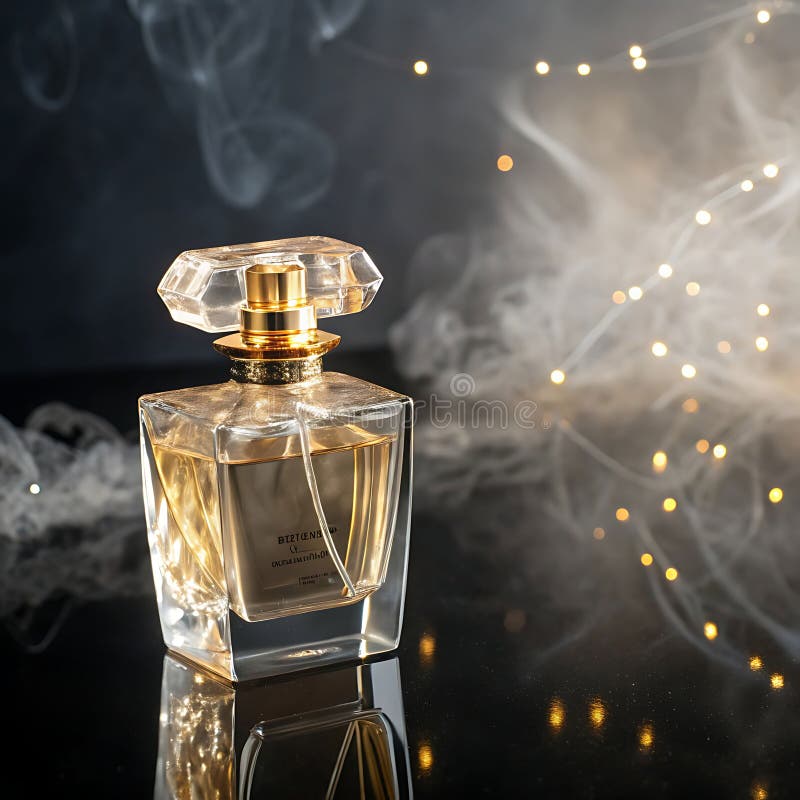 Luxurious Glass Perfume Bottle with Golden Cap Design Stock ...