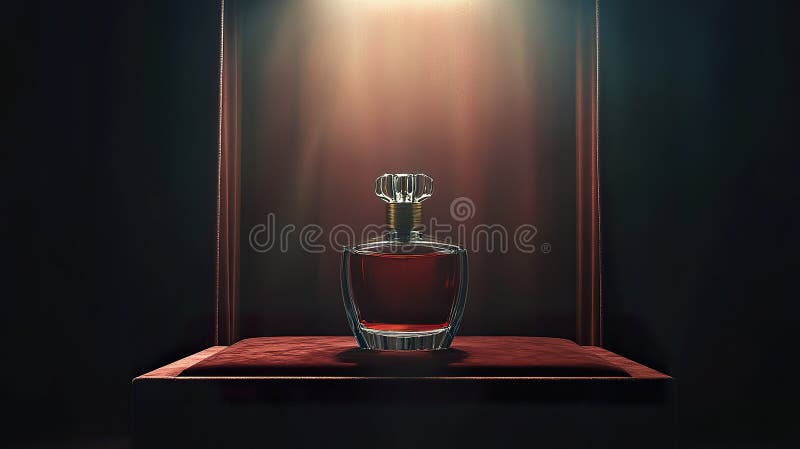 Luxurious Glass Perfume Bottle with Rich Red Liquid, Elegantly ...