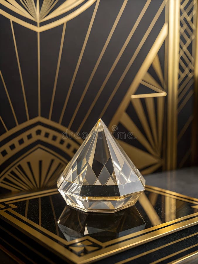 Luxurious Glass Prism with Sharp Geometric Facets Resting on Elegant ...
