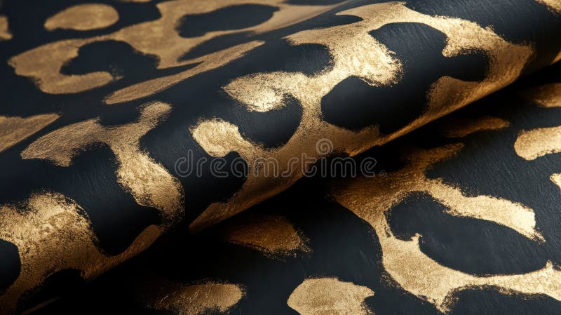 Luxurious Gold and Black Leopard Print Glitter Pattern Fabric ...