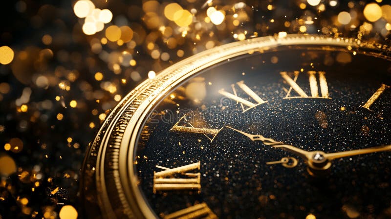 A Luxurious Gold and Black New Year Countdown Clock Surrounded by ...