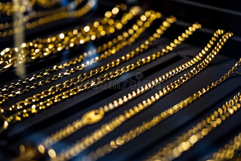 Luxurious Gold Chains Arranged in Pattern with Shimmering Highlights ...