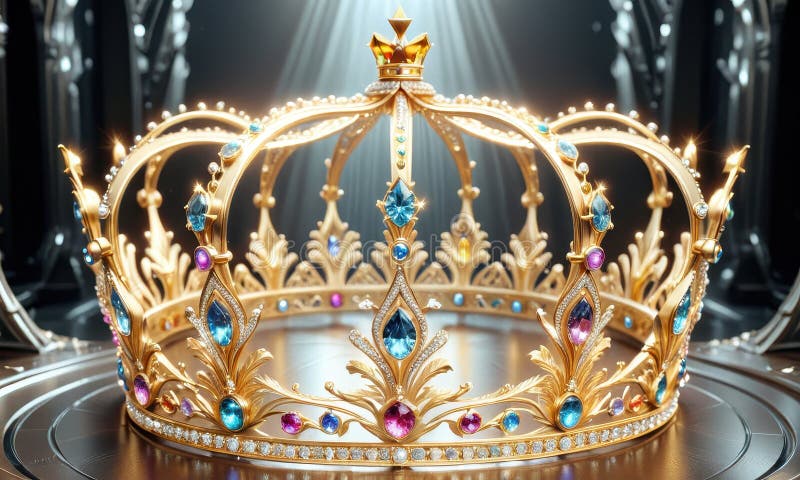 A Luxurious Gold Crown Sits Atop a Table, Ready for Use or Display ...