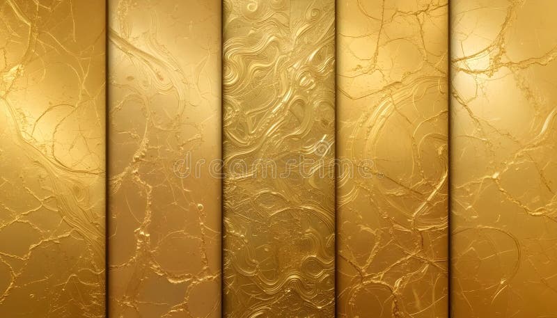 Luxurious Gold Foil Texture Background Set with Metallic Gradient ...