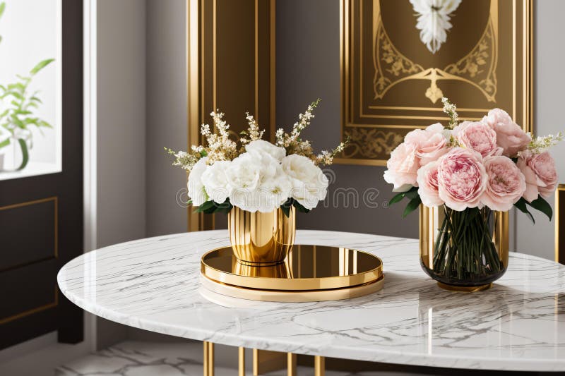 Luxurious Gold Frame in Modern Interior.AI Generated Stock Illustration ...