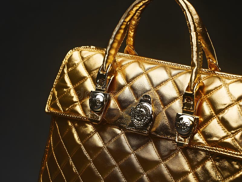 A Luxurious Gold Handbag Featuring a Quilted Design Stock Illustration ...