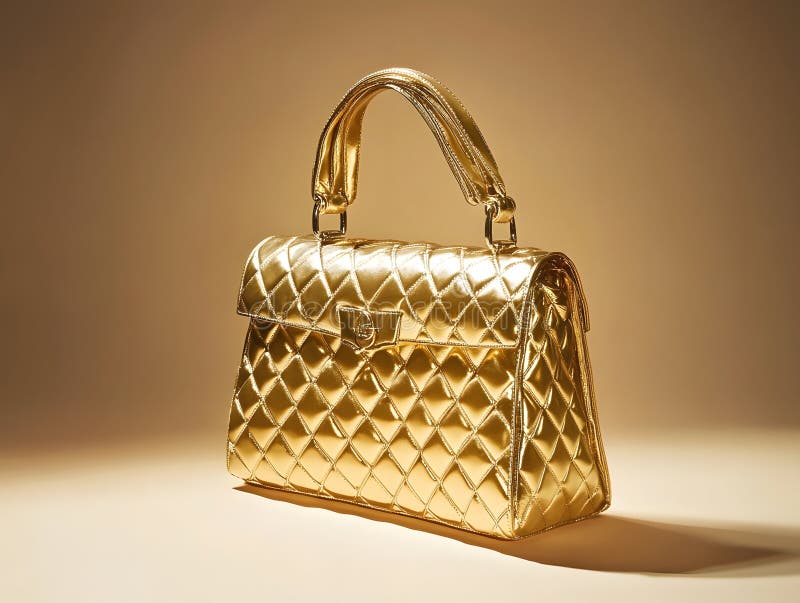 A Luxurious Gold Handbag Featuring a Quilted Design Stock Illustration ...