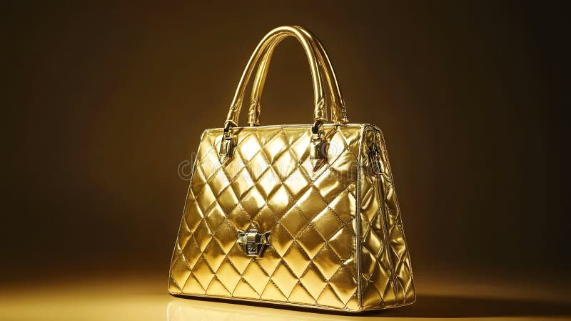 A Luxurious Gold Handbag Featuring a Quilted Design Stock Illustration ...