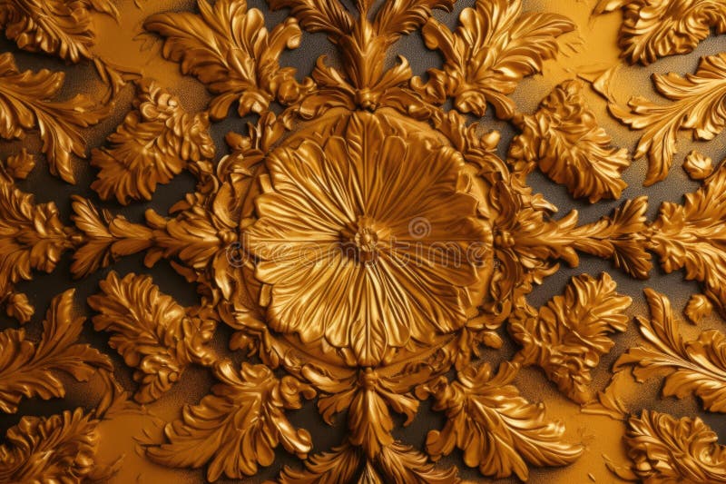Luxurious Gold Leaf Pattern on a Classical Ceiling Design Stock ...