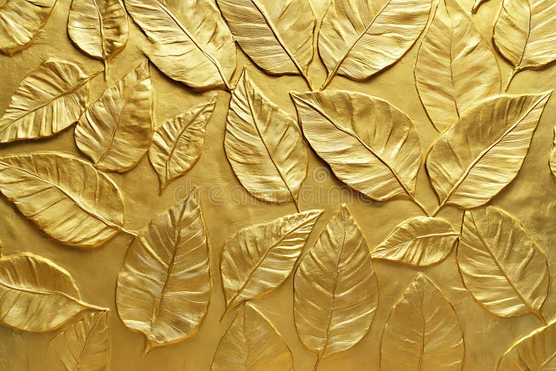 Luxurious Gold Leaf Texture Embossed Golden Leaves Background for ...