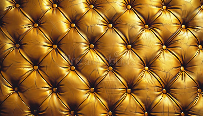 Luxurious Gold Leather Upholstery with Brown Rhombic Stitching and ...