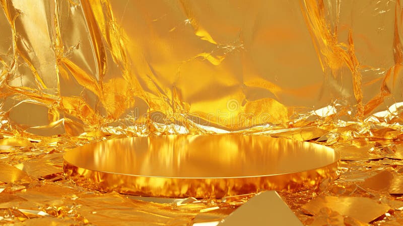 Luxurious Gold Podium with Cracked Glass Surface for Elegant Display ...