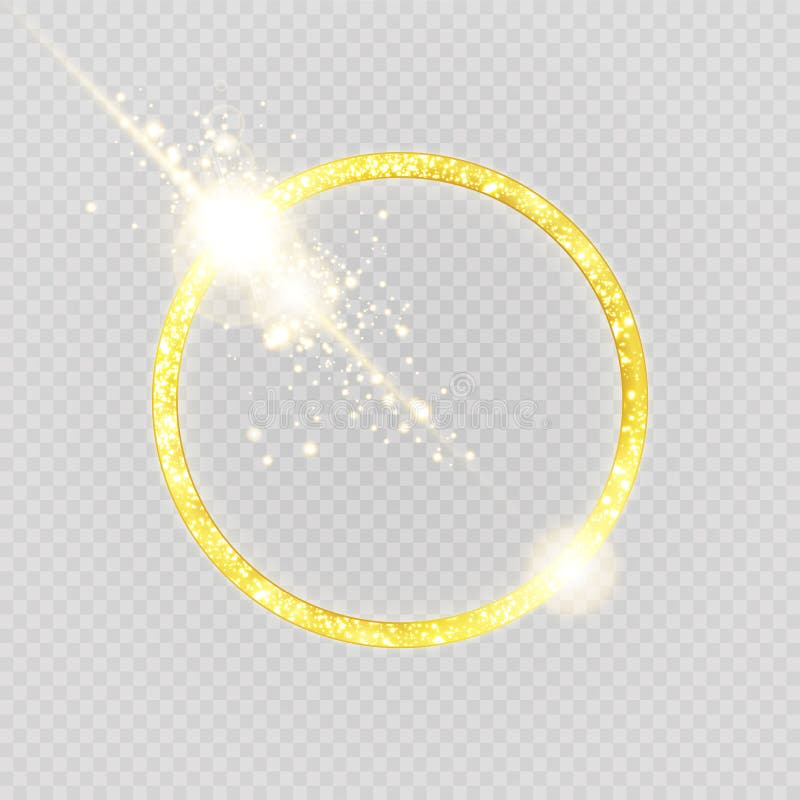 Luxurious Gold Ring. Vector Light Circles and Spark Light Effect. Stock ...