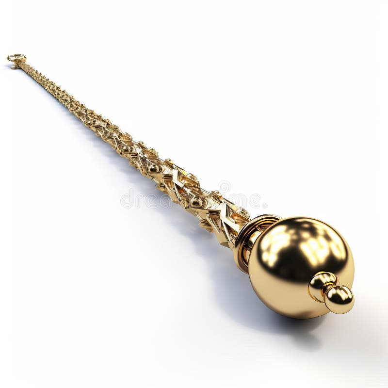 Luxurious Gold Scepter with Geometric Patterns on White Stock ...