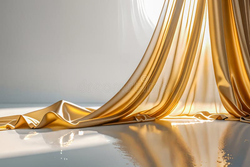 Luxurious Gold Shimmer Fabric on White Background Stock Image - Image ...