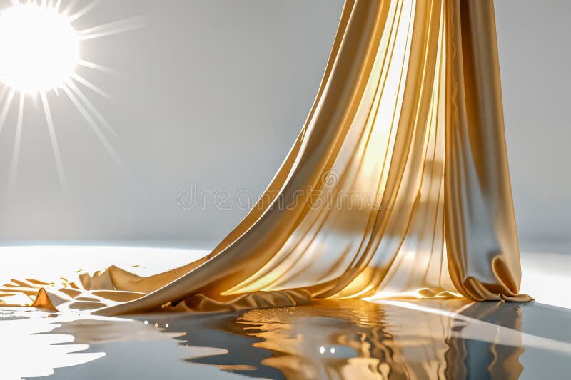 Luxurious Gold Shimmer Fabric on White Background Stock Image - Image ...