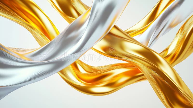 Luxurious Gold and Silver Liquid Background 3D Metallic Streams for ...