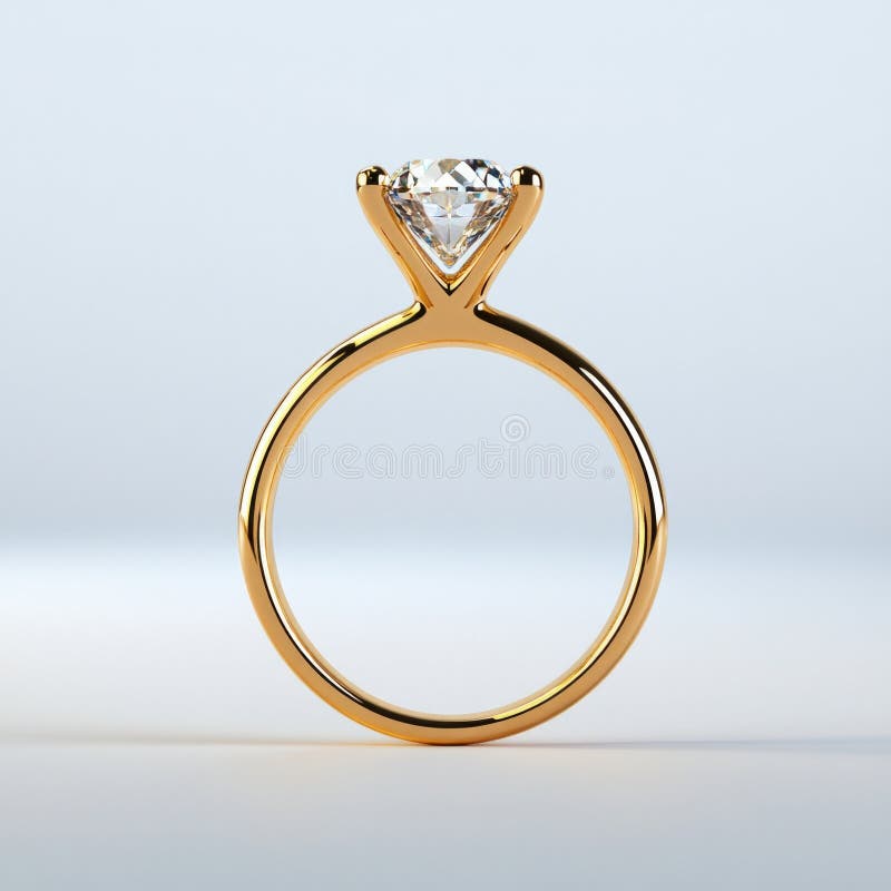 Elegant Gold Solitaire Diamond Ring with Classic Prong Setting Stock ...