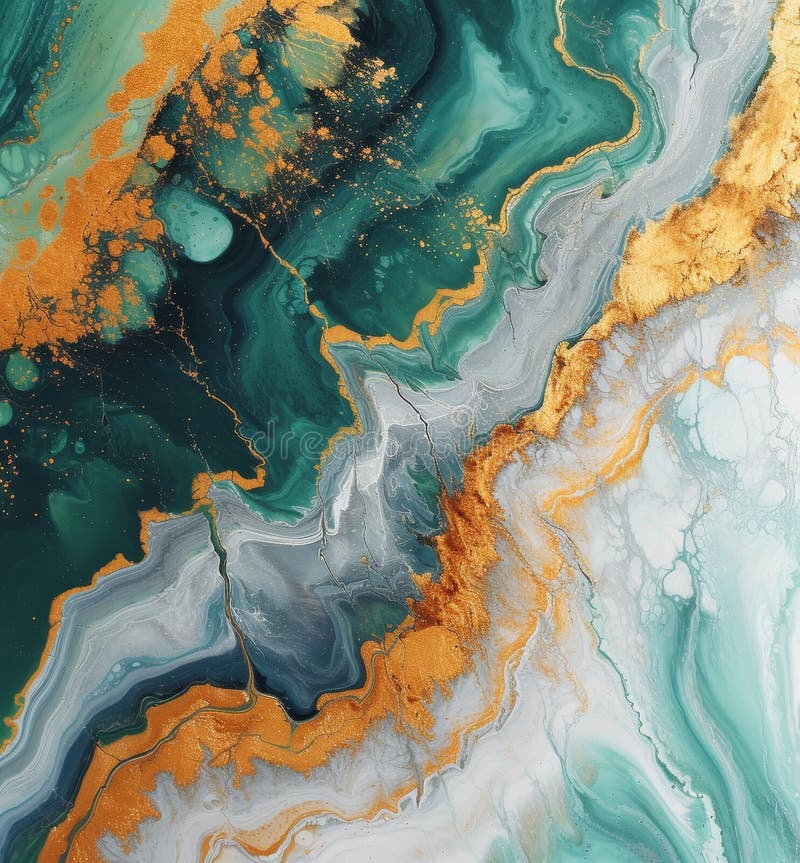 Luxurious Gold and Teal Marble Abstract Art Stock Illustration ...